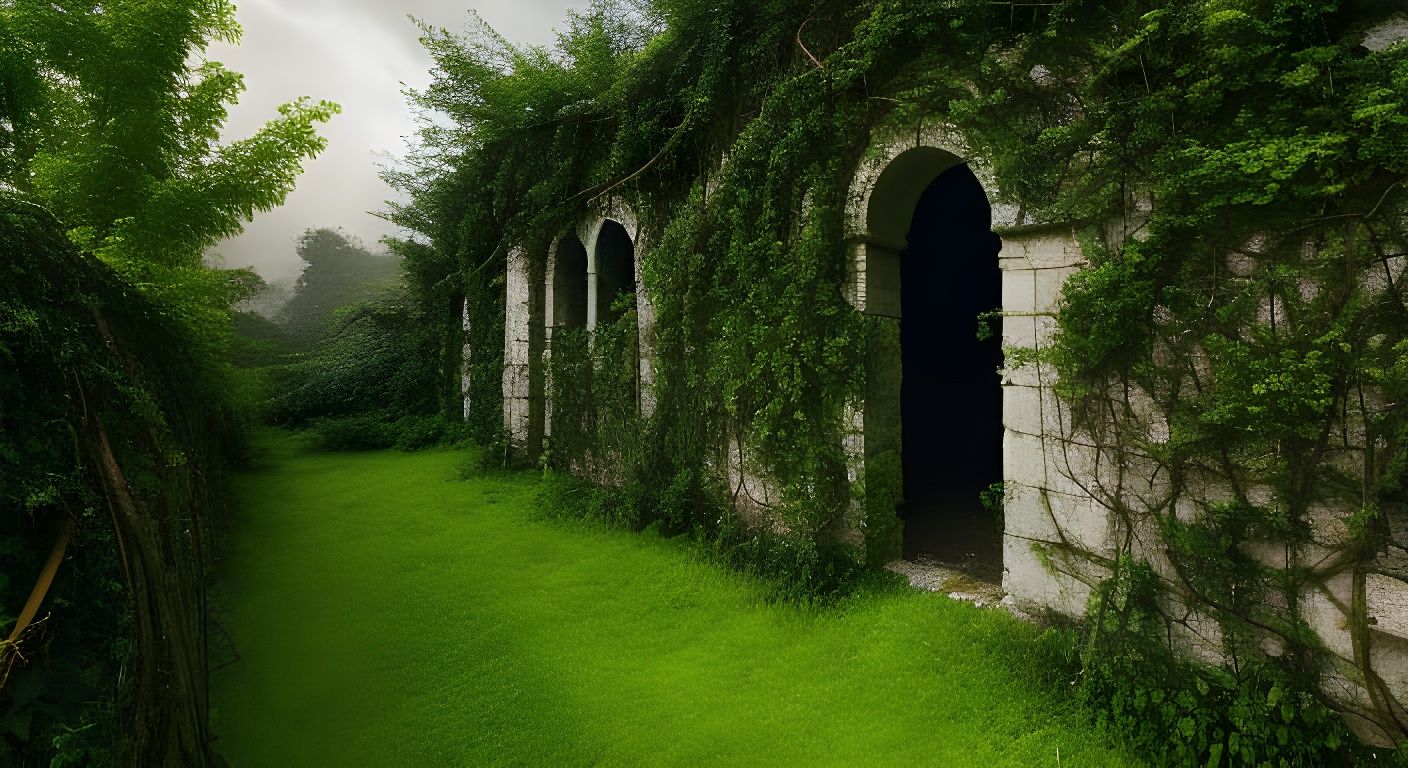 vine covered ruins - AI Generated Artwork - NightCafe Creator
