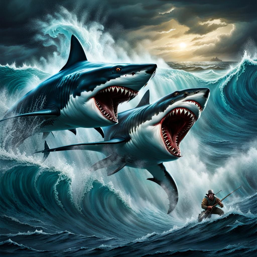 Twins sharks - AI Generated Artwork - NightCafe Creator