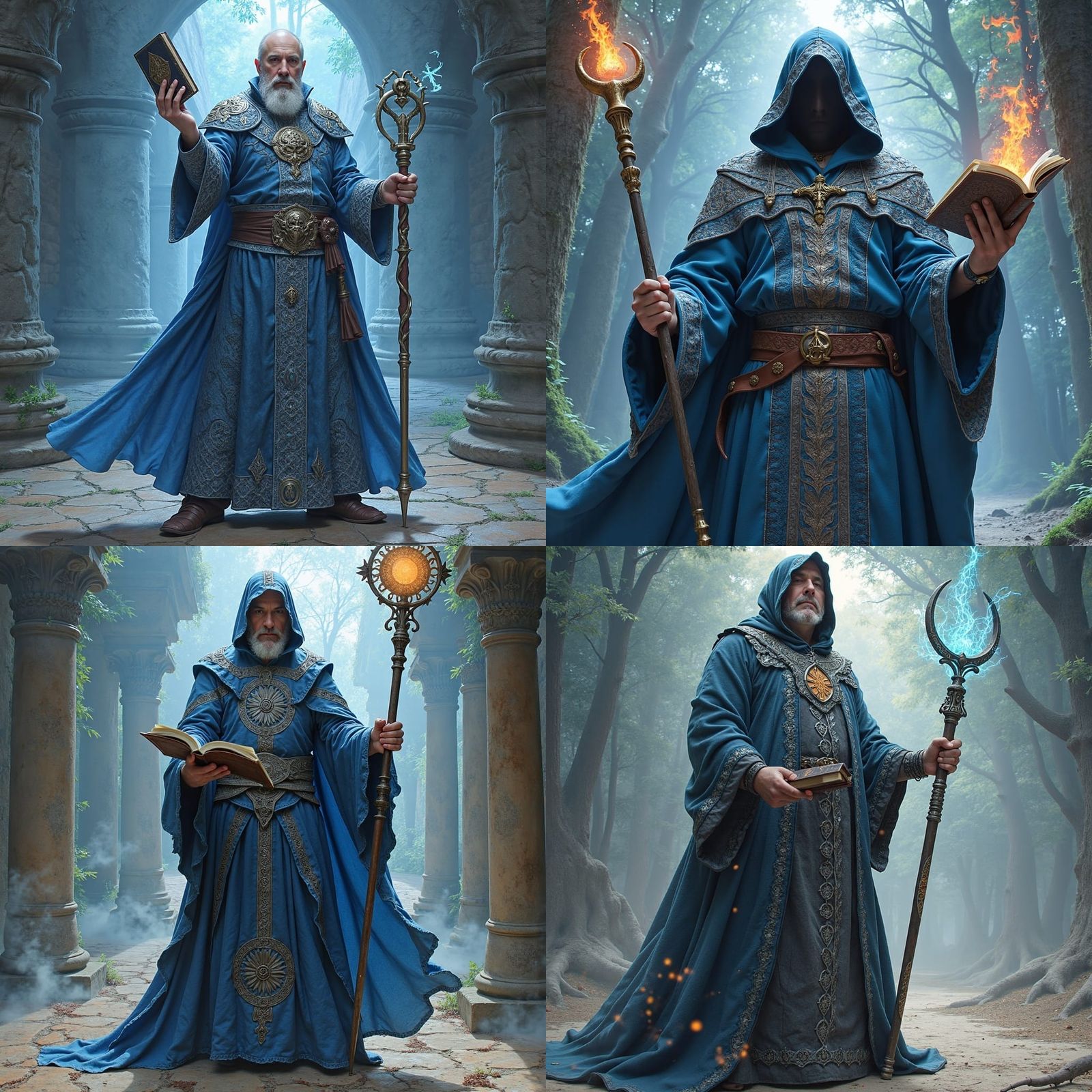 Archmage Standing with Glowing Tome and Staff in E... - AI Art