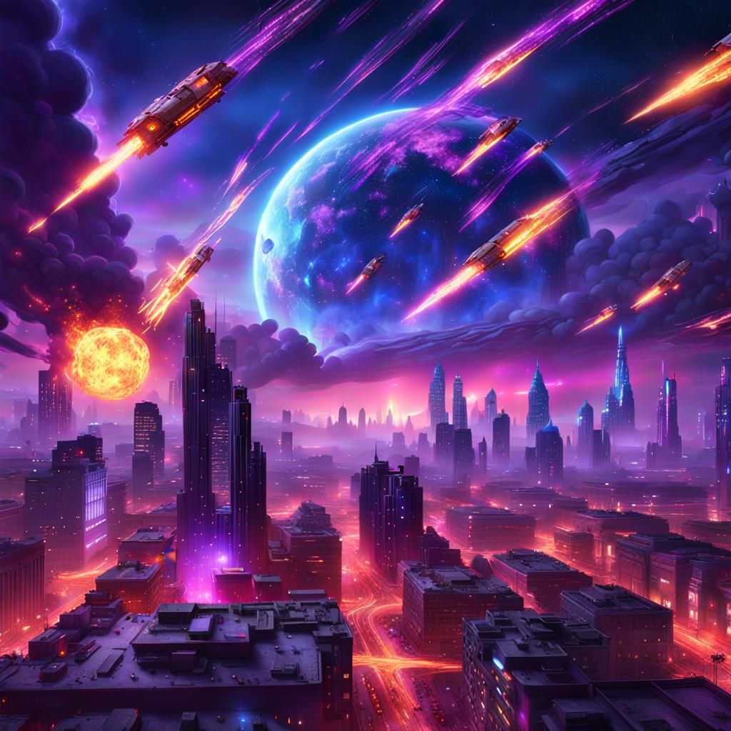 Meteor shower - AI Generated Artwork - NightCafe Creator