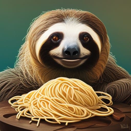 Sloths Love Spaghetti 😜 - AI Generated Artwork - NightCafe Creator