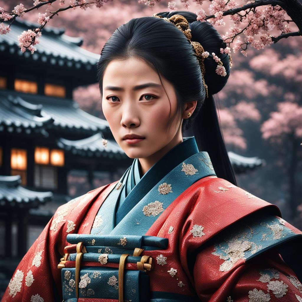 "Anna Sawaï" as Lady Mariko in Shogun surrounded by diamonds intricate details, HDR, beautifully ...