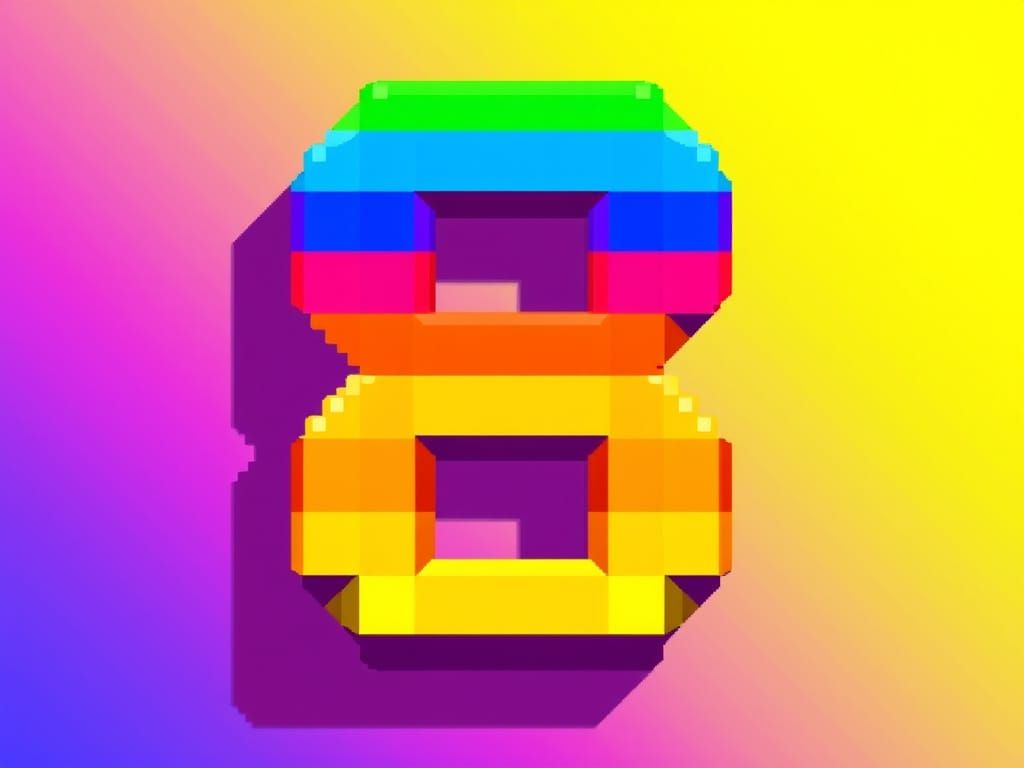 Celebration of "8" an 8 bit image & 8 bit color of an "8"