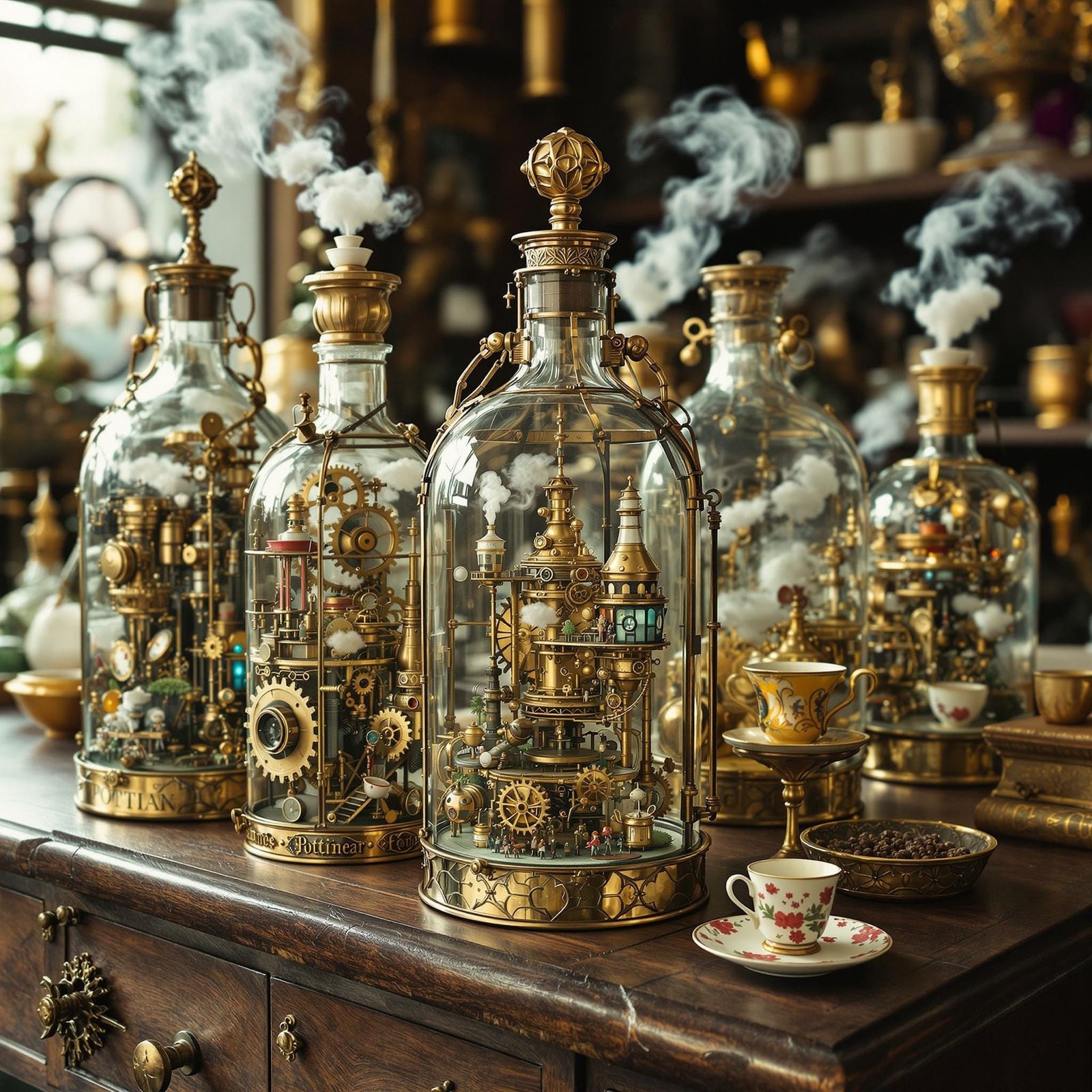 Clockwork Creations - Whimsical Steampunk Apothecary Counter