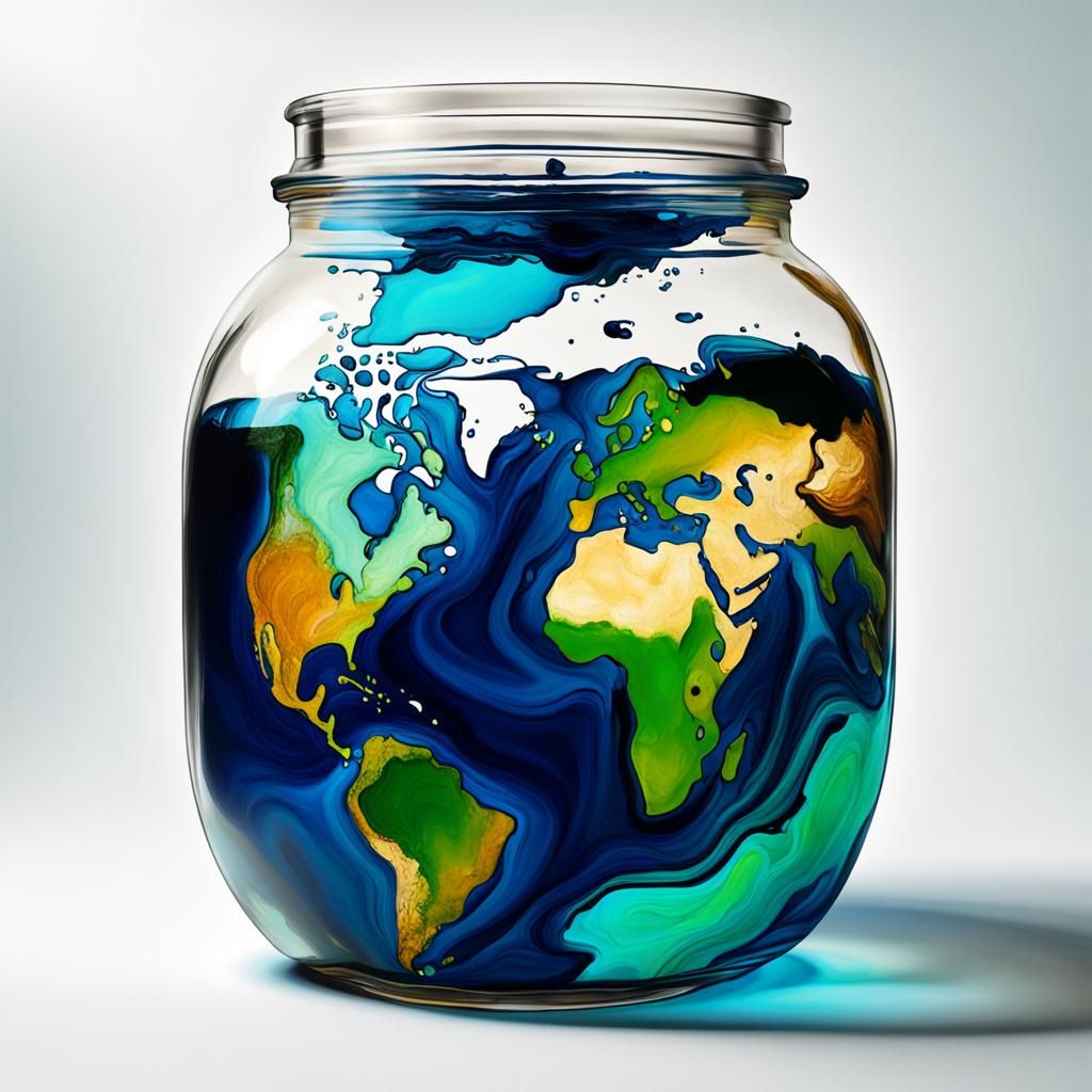 an earth inside a clear jar - AI Generated Artwork - NightCafe Creator