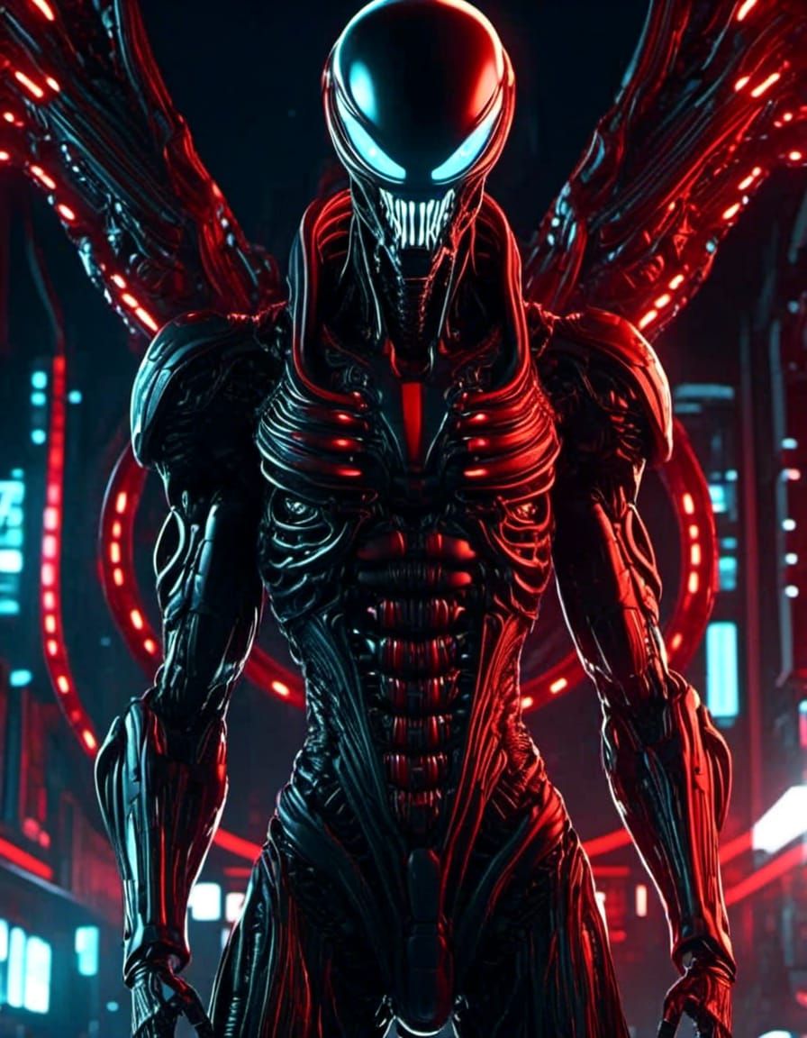 Xenomorph Alien wearing a red lacy tuxedo 8K resolution - AI Generated ...
