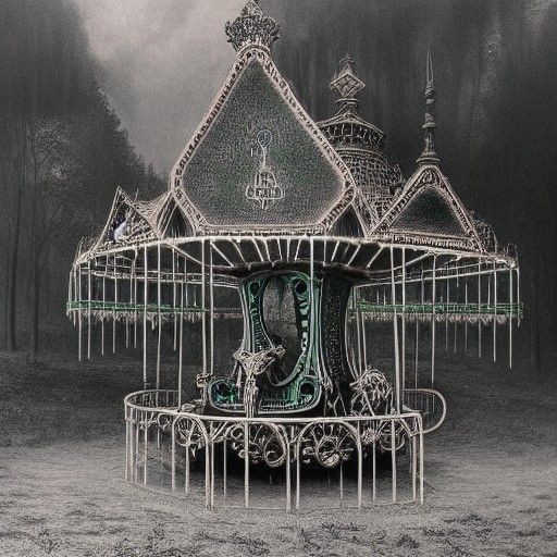 victorian carousel theme park overgrown and abandoned - AI Generated ...