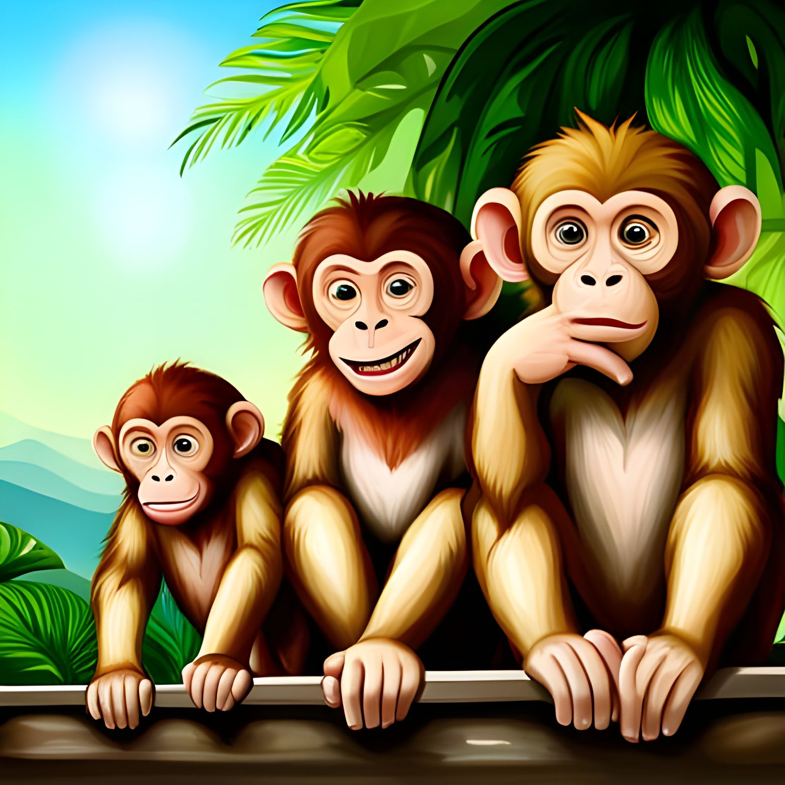 Three or four wild monkeys - AI Generated Artwork - NightCafe Creator