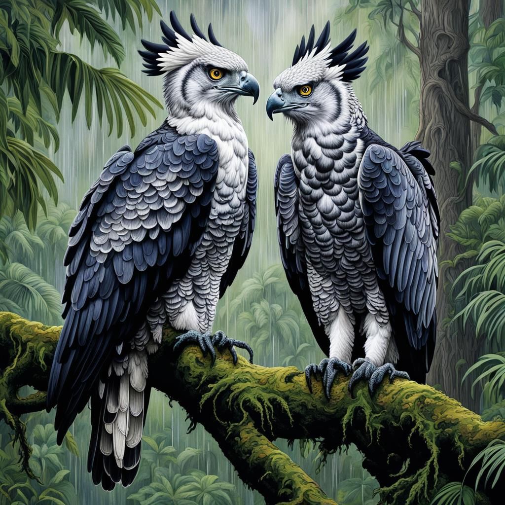 Pair of Harpy Eagles - 2 - AI Generated Artwork - NightCafe Creator