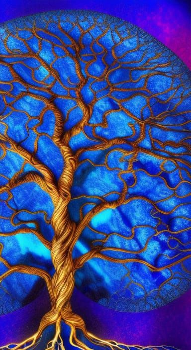 Blue Opal Tree of Life - AI Generated Artwork - NightCafe Creator