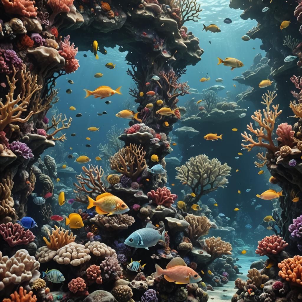underwater scene of fish swimming through coral Epic cinematic ...