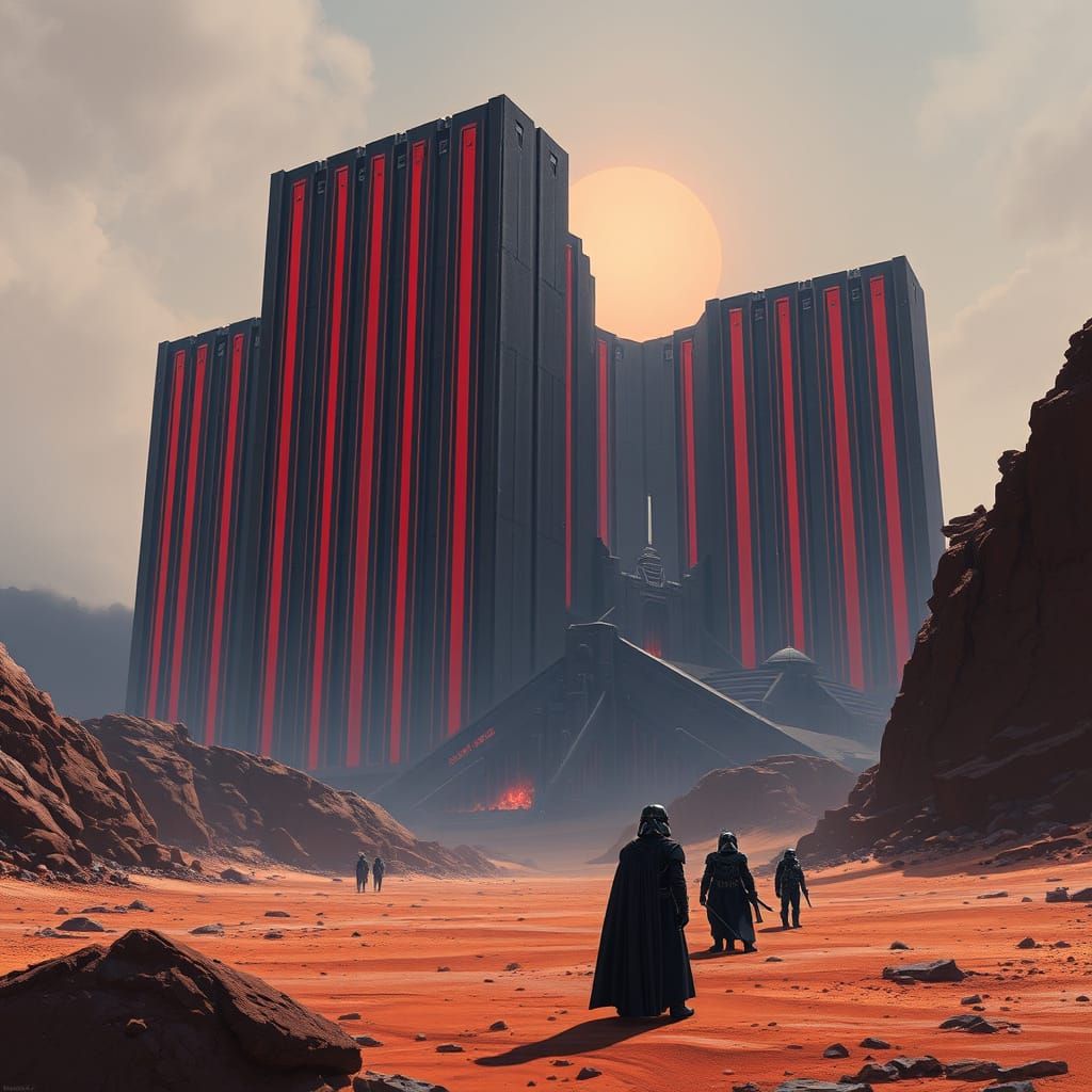 Imposing Sith Citadel in Dark, Futuristic Landscap... - AI Art