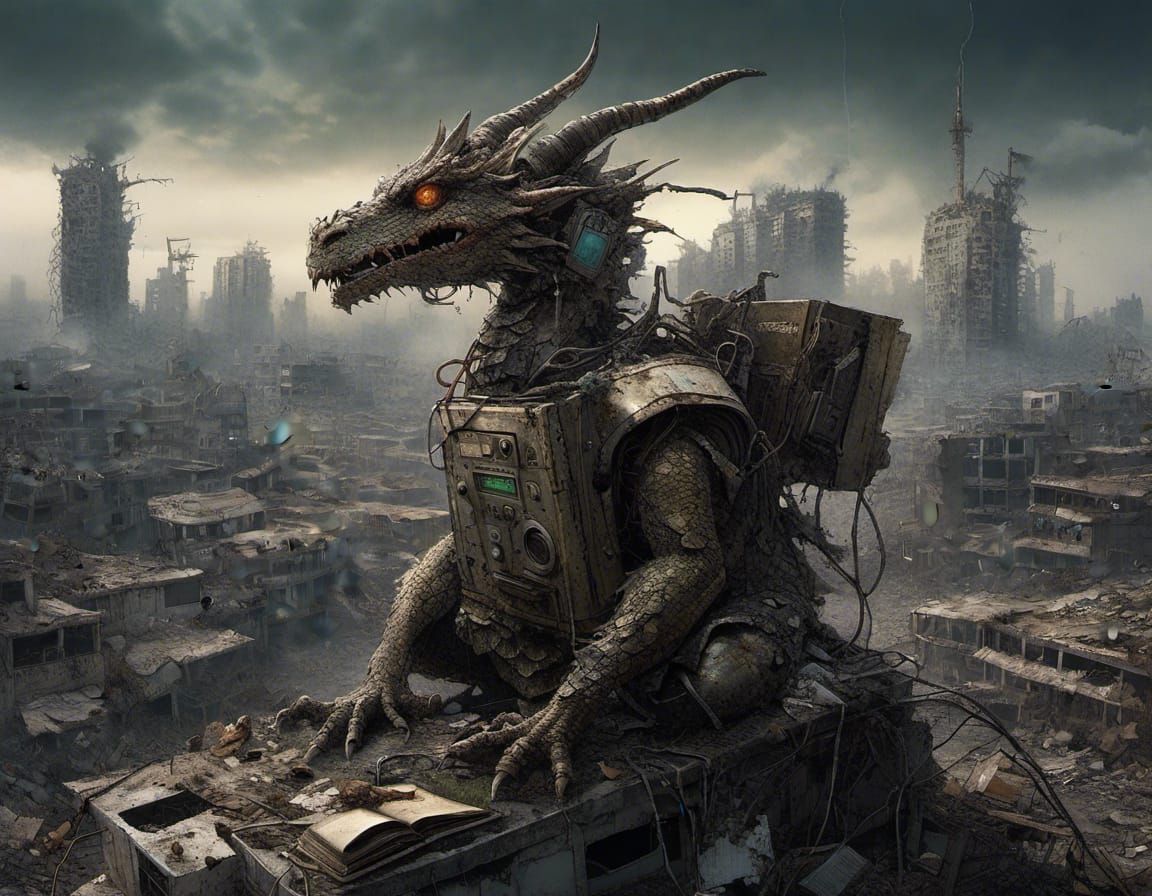 Techno-junk dragon 2 - AI Generated Artwork - NightCafe Creator