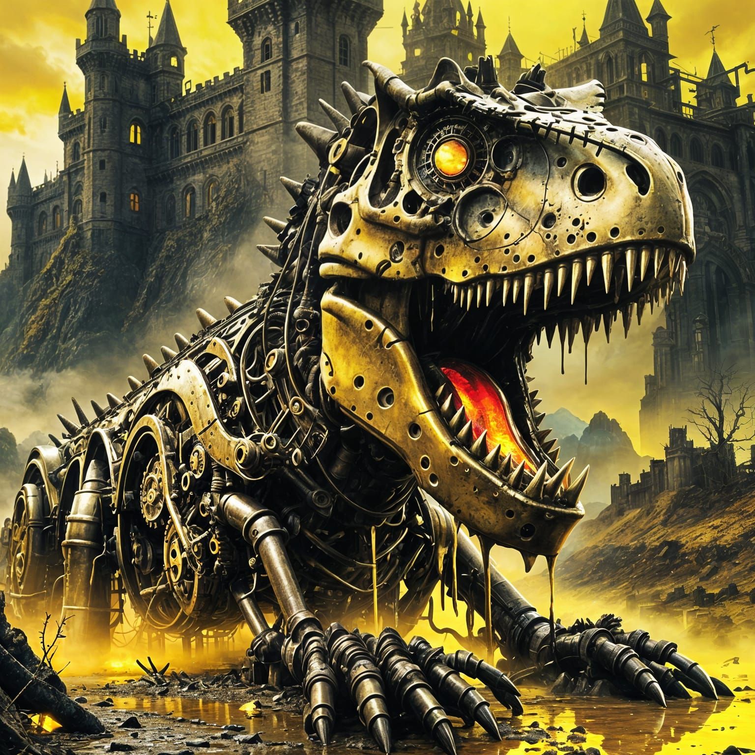 Steampunk - Ethereal Steampunk Scene with Rotting T-Rex and ...