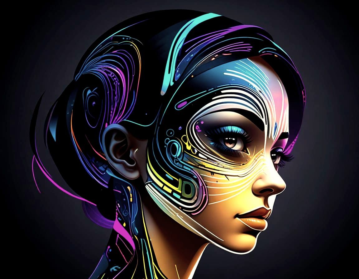 High Contrast Silhouette: Rasterised Feminine Vect... - AI Art