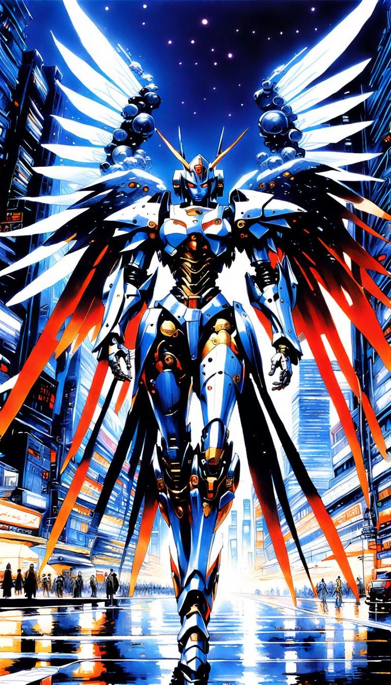 cybernetic goddess with huge robotic wings by luis royo, boris vallejo and hajime sorayama ...