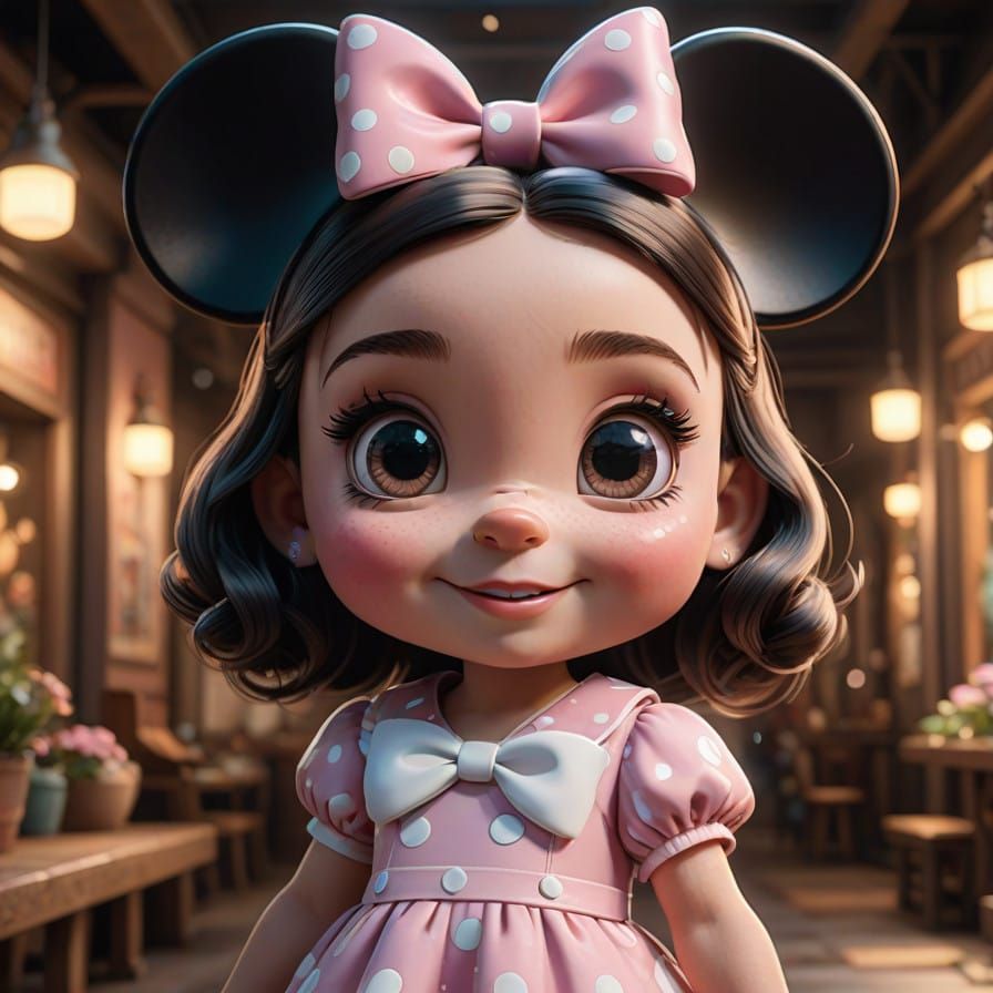 Chibi Minnie Mouse in Pastel Wonderland - AI Art