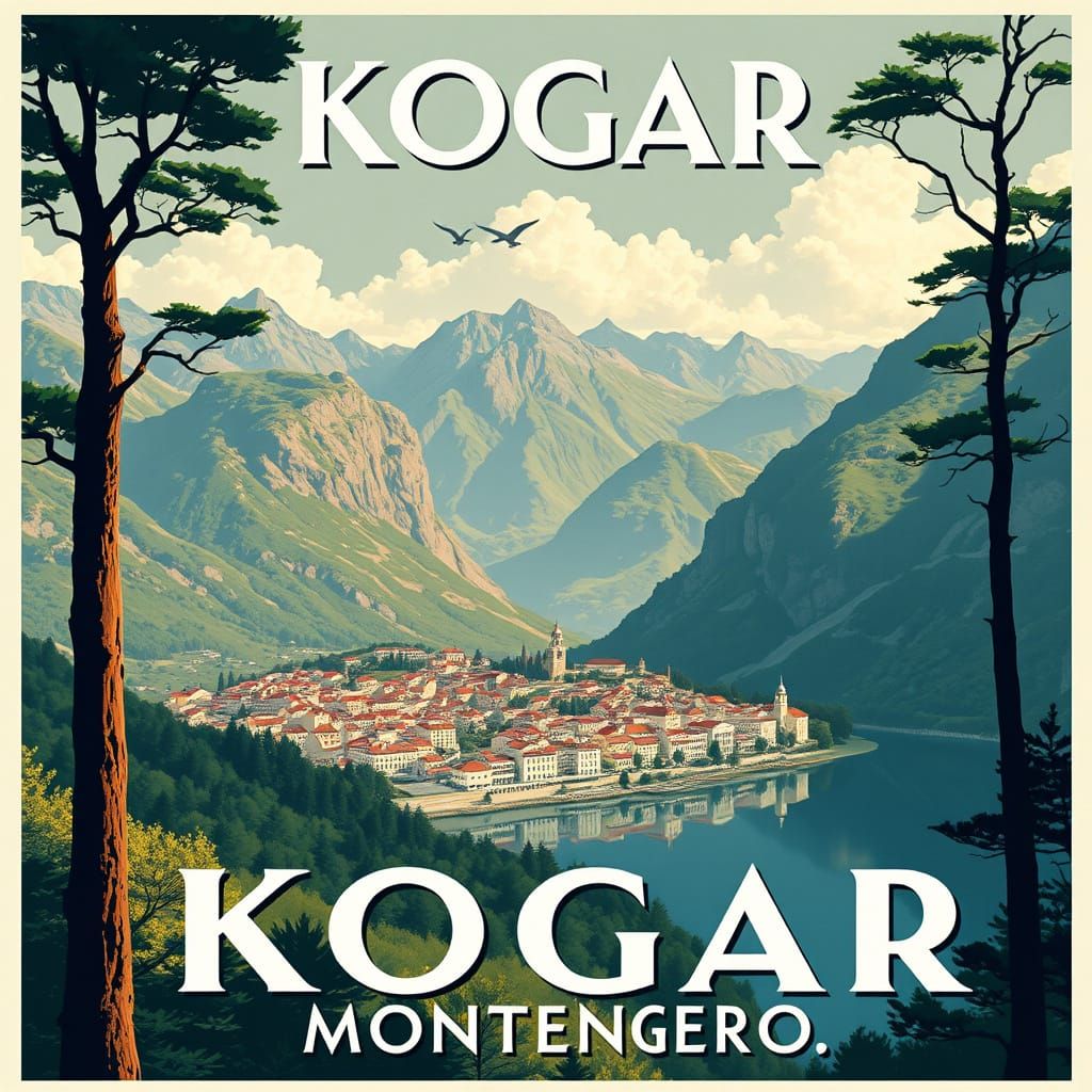 Let's Travel: Kogar, Montenegro - Vintage Travel Poster: Kog...