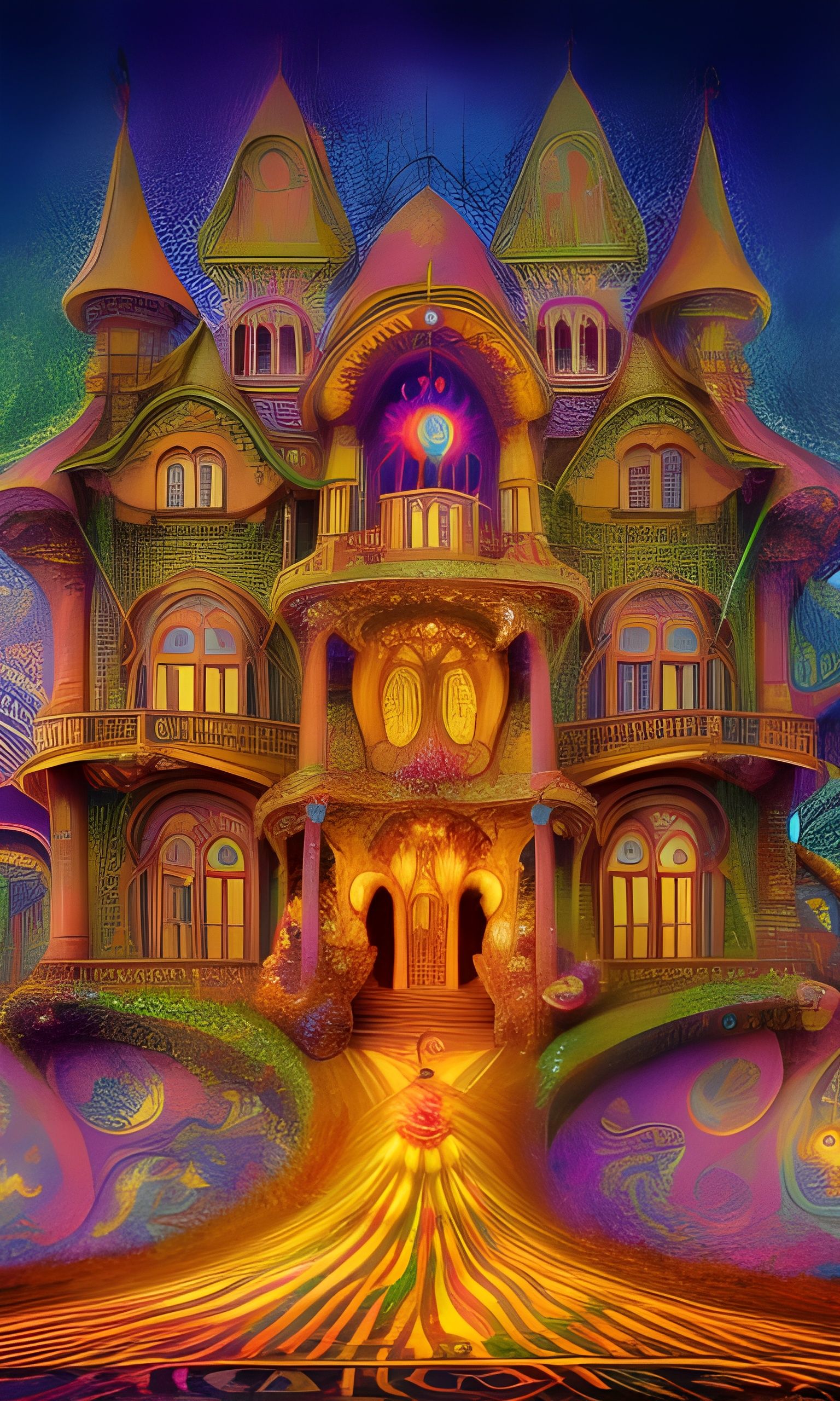 Psychedelic fantasy castle art nouveau rococo architecture Eldritch ...