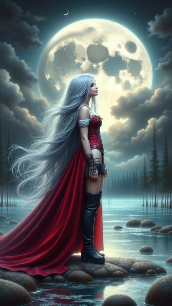 Ethereal Vampire Under Lunar Eclipse - AI Art