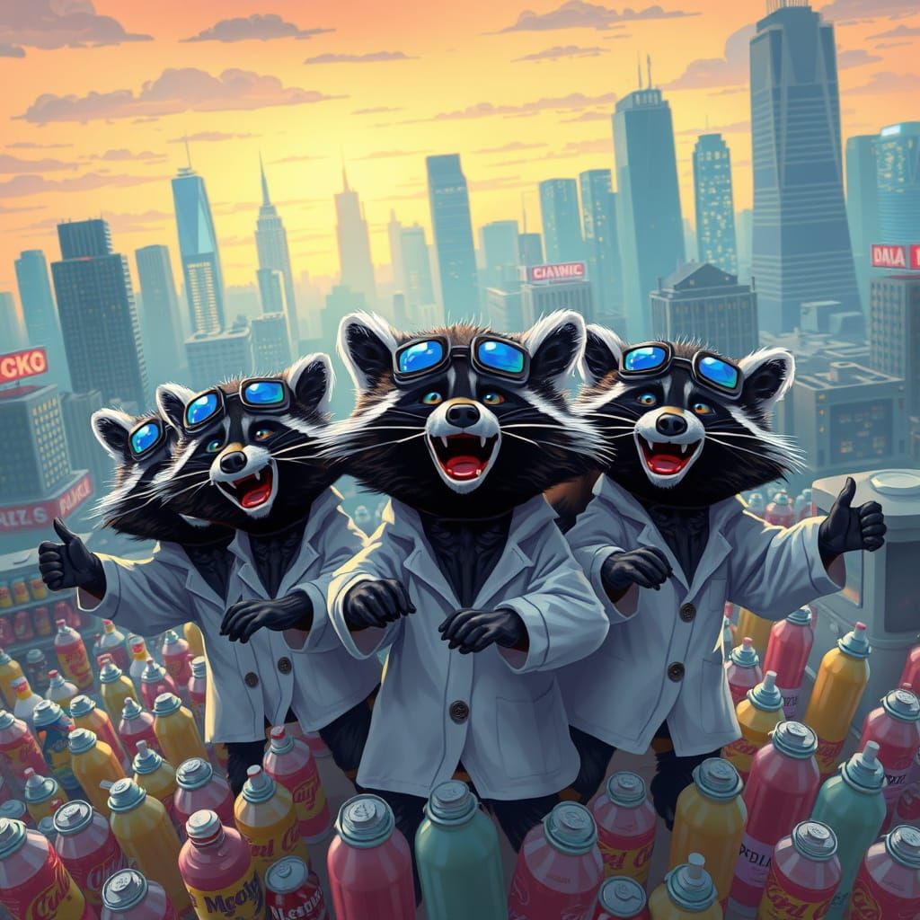 The Soda Heist - Sly Raccoons Celebrate Vending Machine Heis...