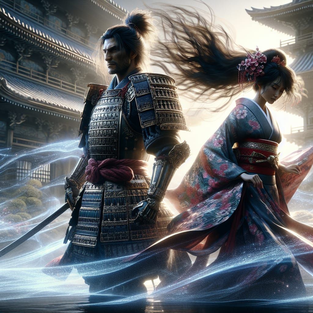 The image is of Royal Garden of a Japanese Royal Palace. Standing in ...