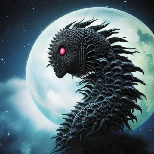 very strange otherworldy alien organism in water, airbrush brilliant ...