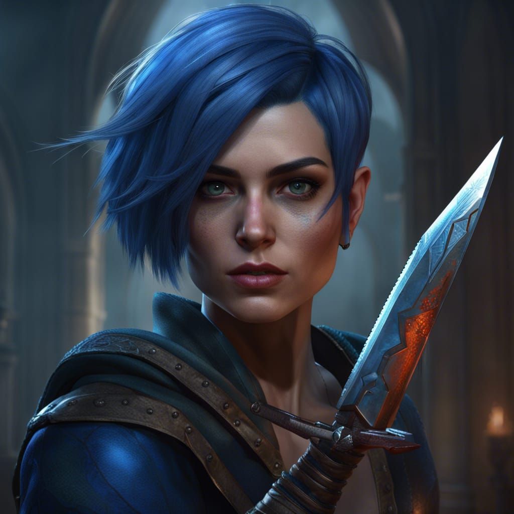 Blue Haired Rogue: Dagger version. - AI Generated Artwork - NightCafe ...