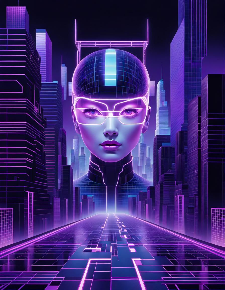 Vaporwave Grid City - AI Generated Artwork - NightCafe Creator