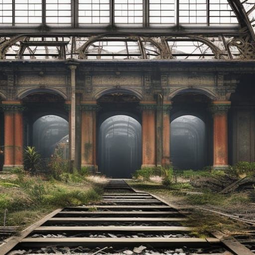 Rundown train station - AI Generated Artwork - NightCafe Creator