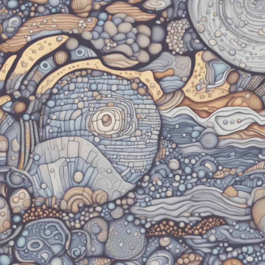 Doodle draw of cellular structures in a macroscopic landscape like the ...