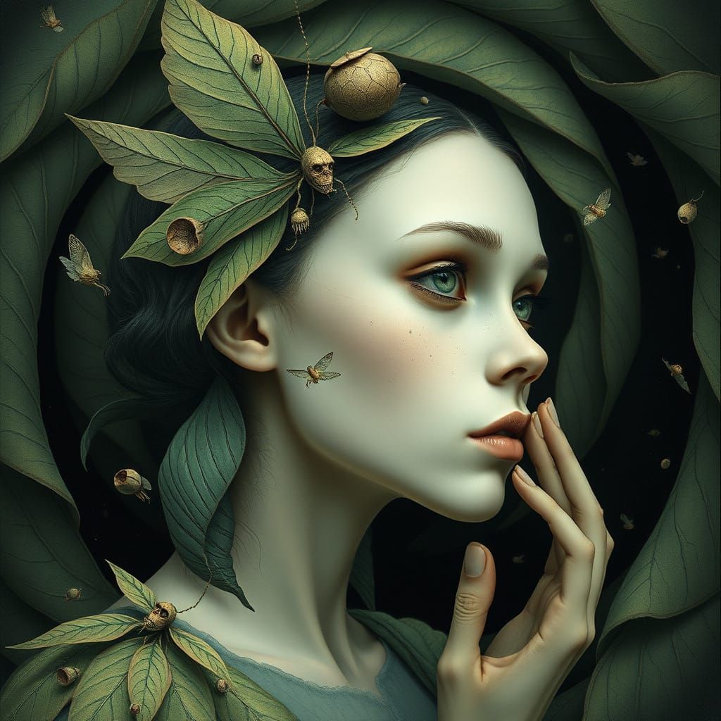 Surreal Ghost Woman in a Whirling World, Hyperreal... - AI Art