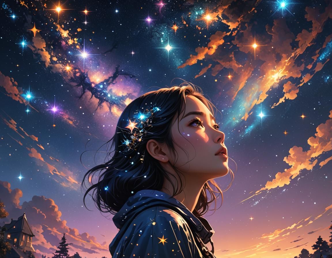 staring up at the beauty of Nightsky ⭐️ - AI Generated Artwork - NightCafe Creator