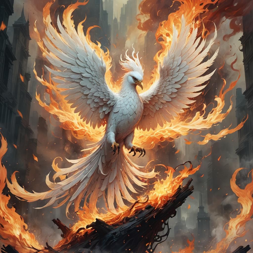 Rising White Phoenix - AI Generated Artwork - NightCafe Creator