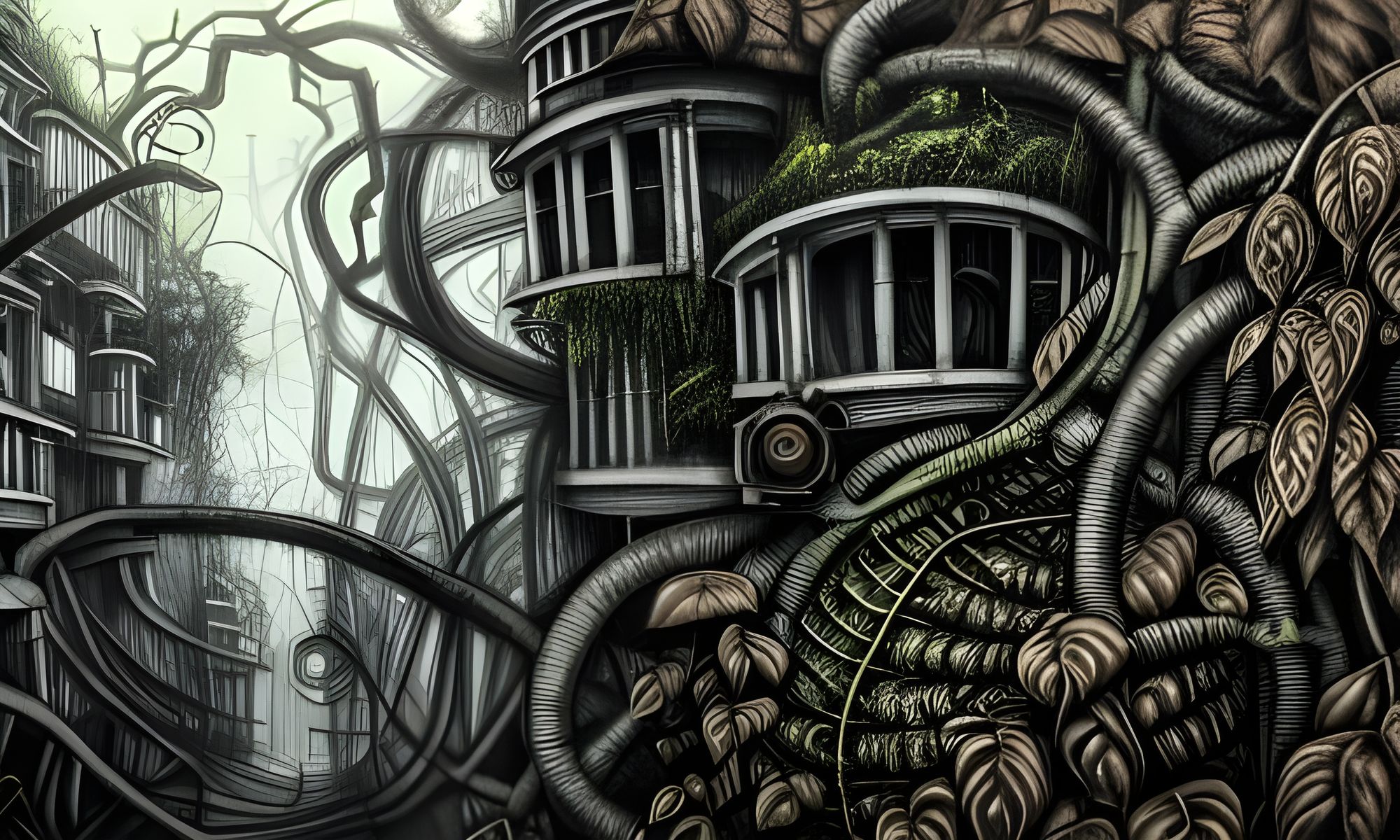 Overgrown SteamPunk City : r/nightcafe