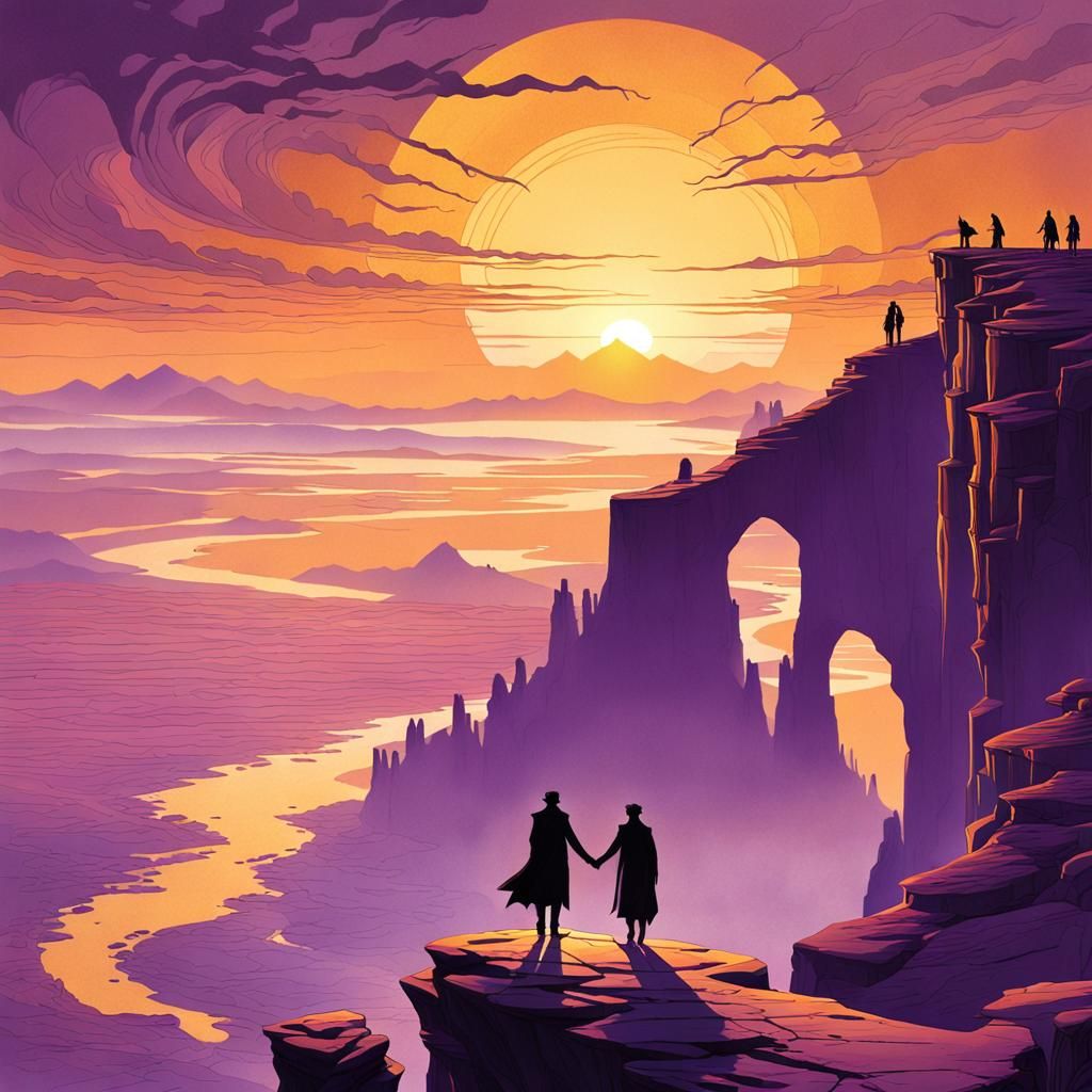 Purple Cliffs Silhouette - AI Generated Artwork - NightCafe Creator