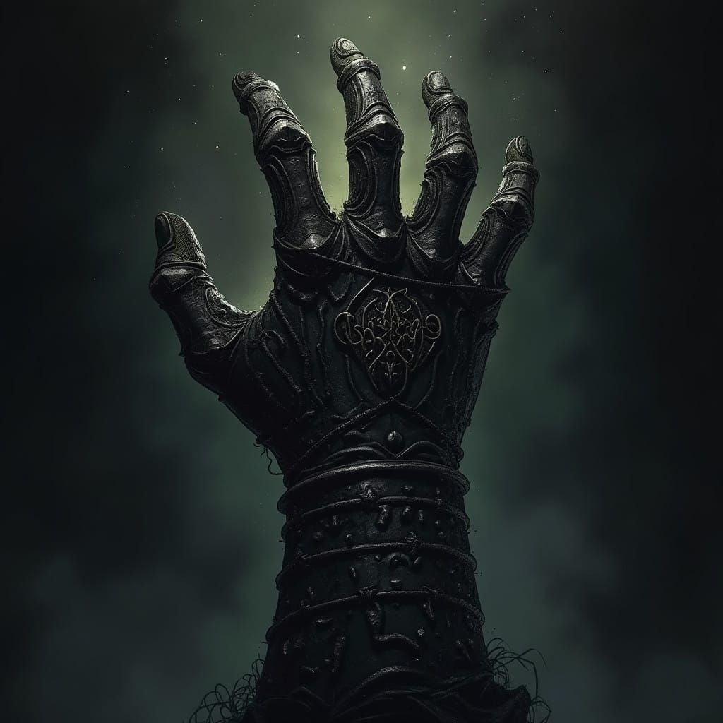 Dark Fantasy God Hand with Berserk Symbol - AI Art