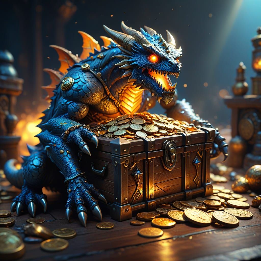 Treasure Chest Monster - Ethereal Treasure Beast Amidst Gold...