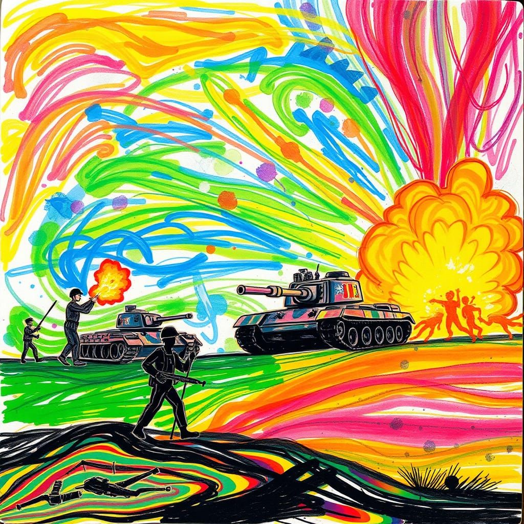 Kids Crayon drawings of politics, surreal child's drawing of colored ...