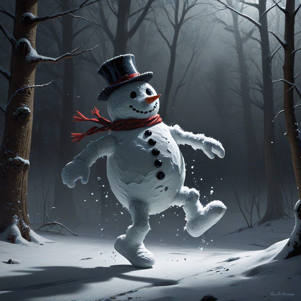 Come in your nightmare - Sinister Snowman Shadow Dances in D...