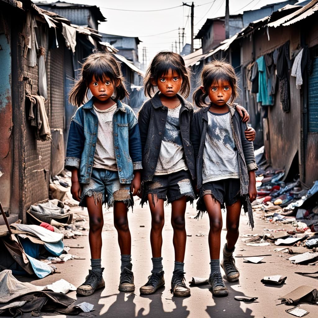 Poor slum girls - AI Generated Artwork - NightCafe Creator