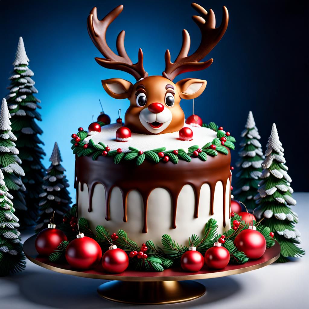 Rudolph Chocolate Cake - AI Generated Artwork - NightCafe Creator