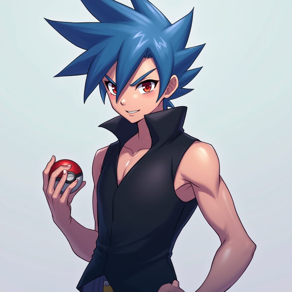 Confident Anime-Style Pokémon Trainer in Red-Eyed ... - AI Art