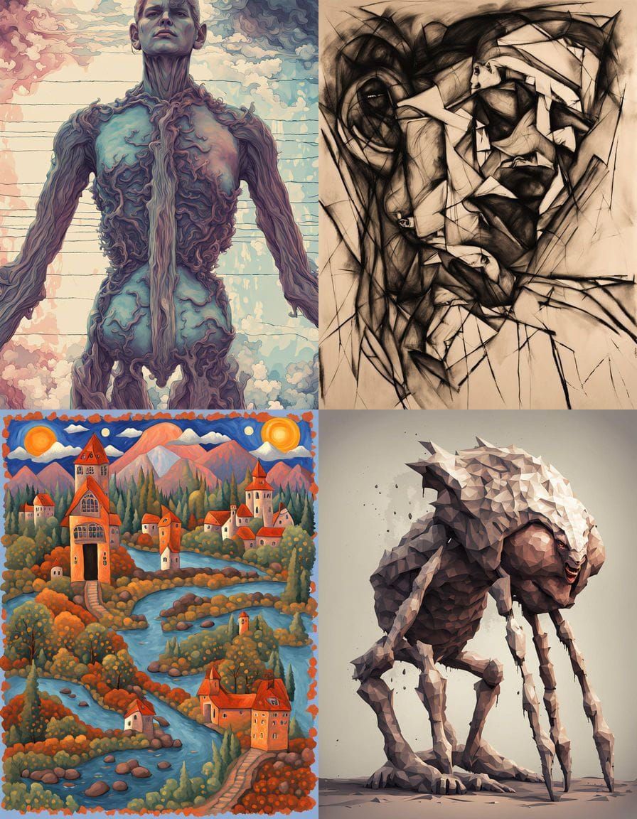 Distorted Human Form in a Tiled, Low-Quality Aesth... - AI Art