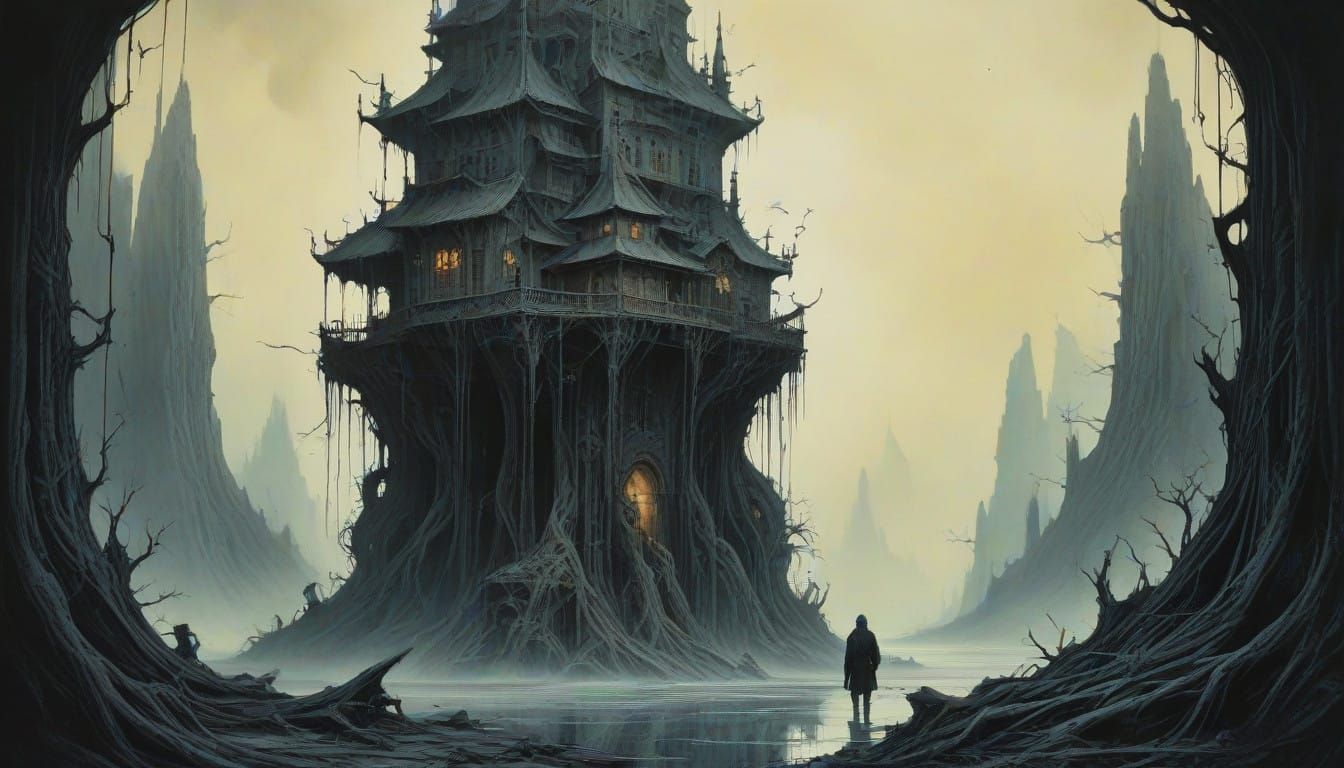 Surreal Nightmare Realm Unfolds in Vibrant Waterco... - AI Art