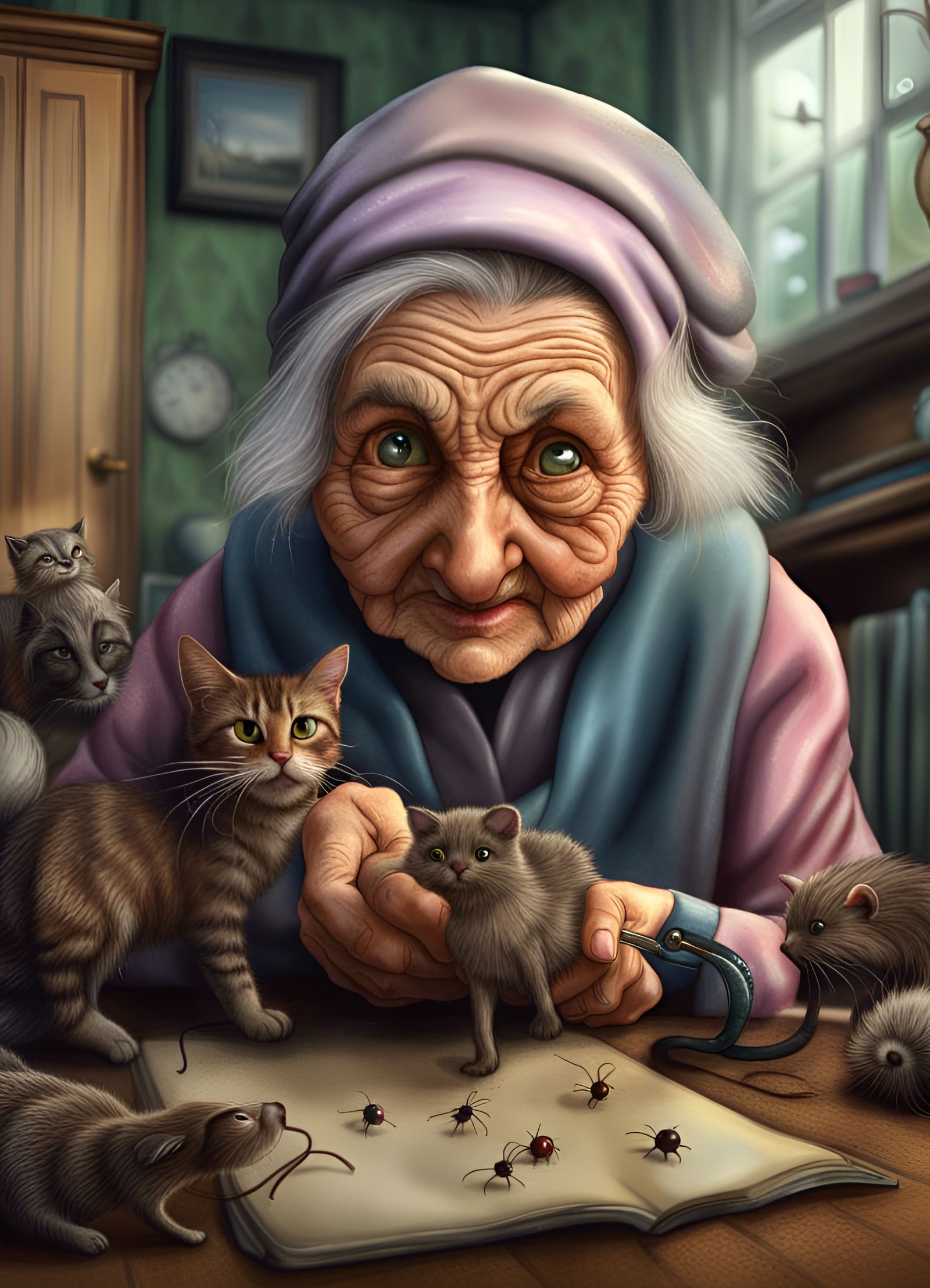 Old woman had so many cats, she didn't know what to do. - AI Generated ...