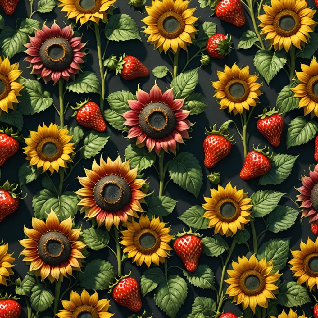 strawberry sunflowers of all colors - AI Generated Artwork - NightCafe Creator