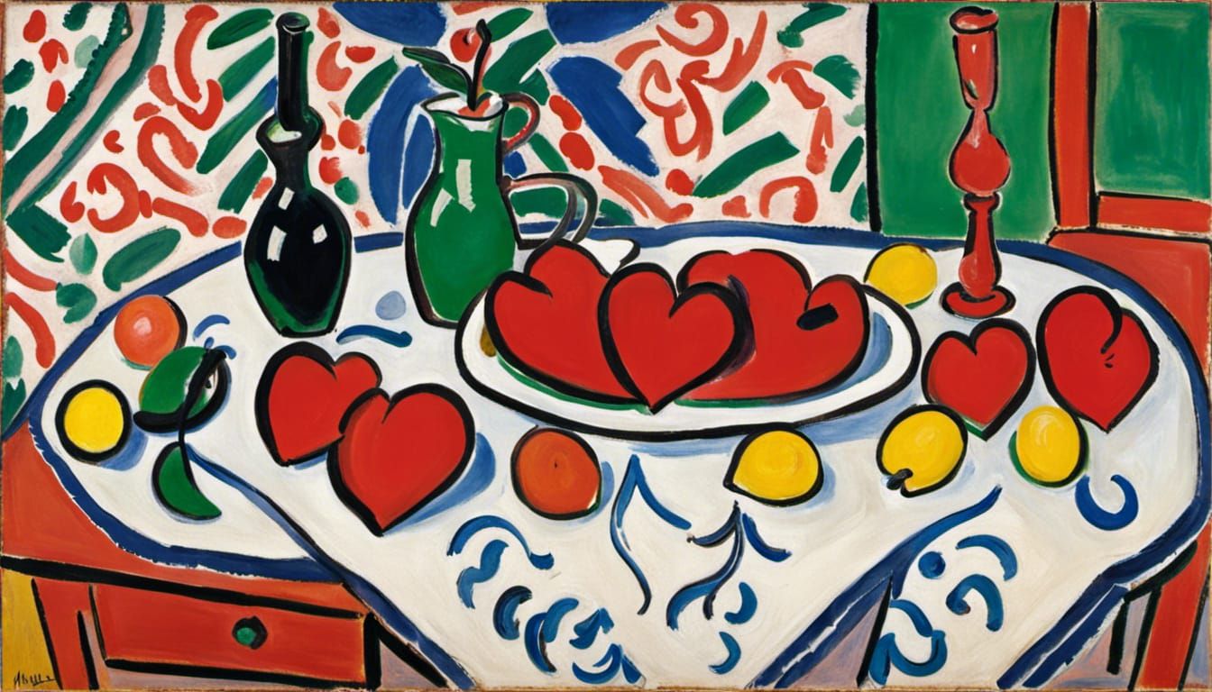 Hearts on a table by Henri Matisse - AI Generated Artwork - NightCafe ...