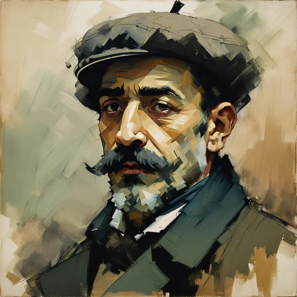 Portrait of a Turkish man, beret, mustaches and chin, coat.👨🏼‍🎨 - AI ...