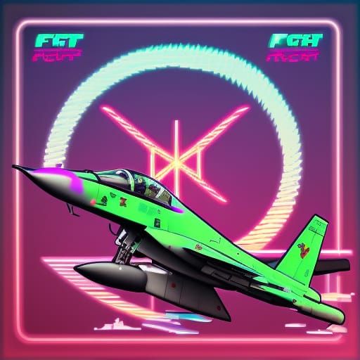 Fighter jet synthwave neon retro - AI Generated Artwork - NightCafe Creator